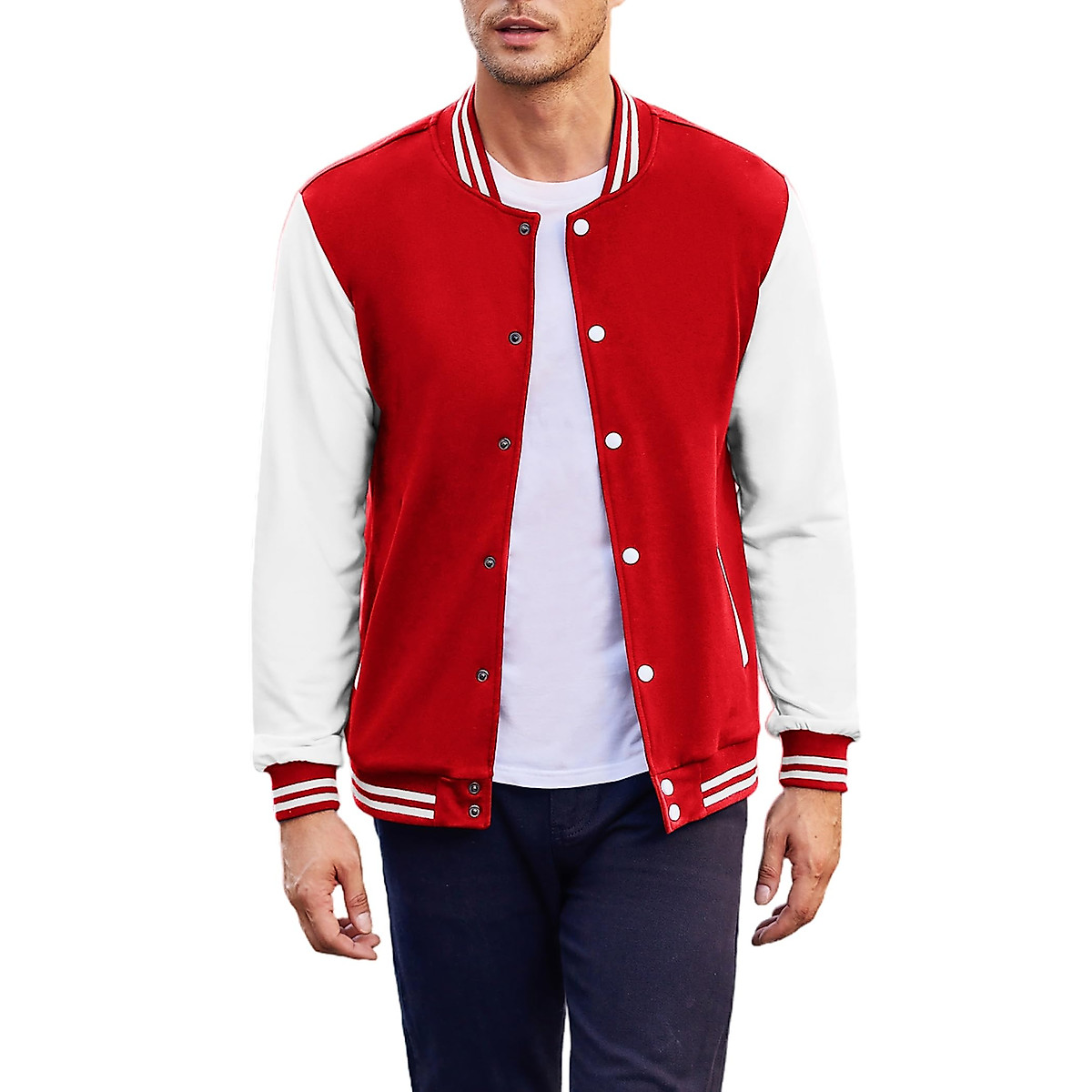 COOFANDY Men's College Varsity Jacket Lightweight Baseball Jackets Football Letterman Jacket