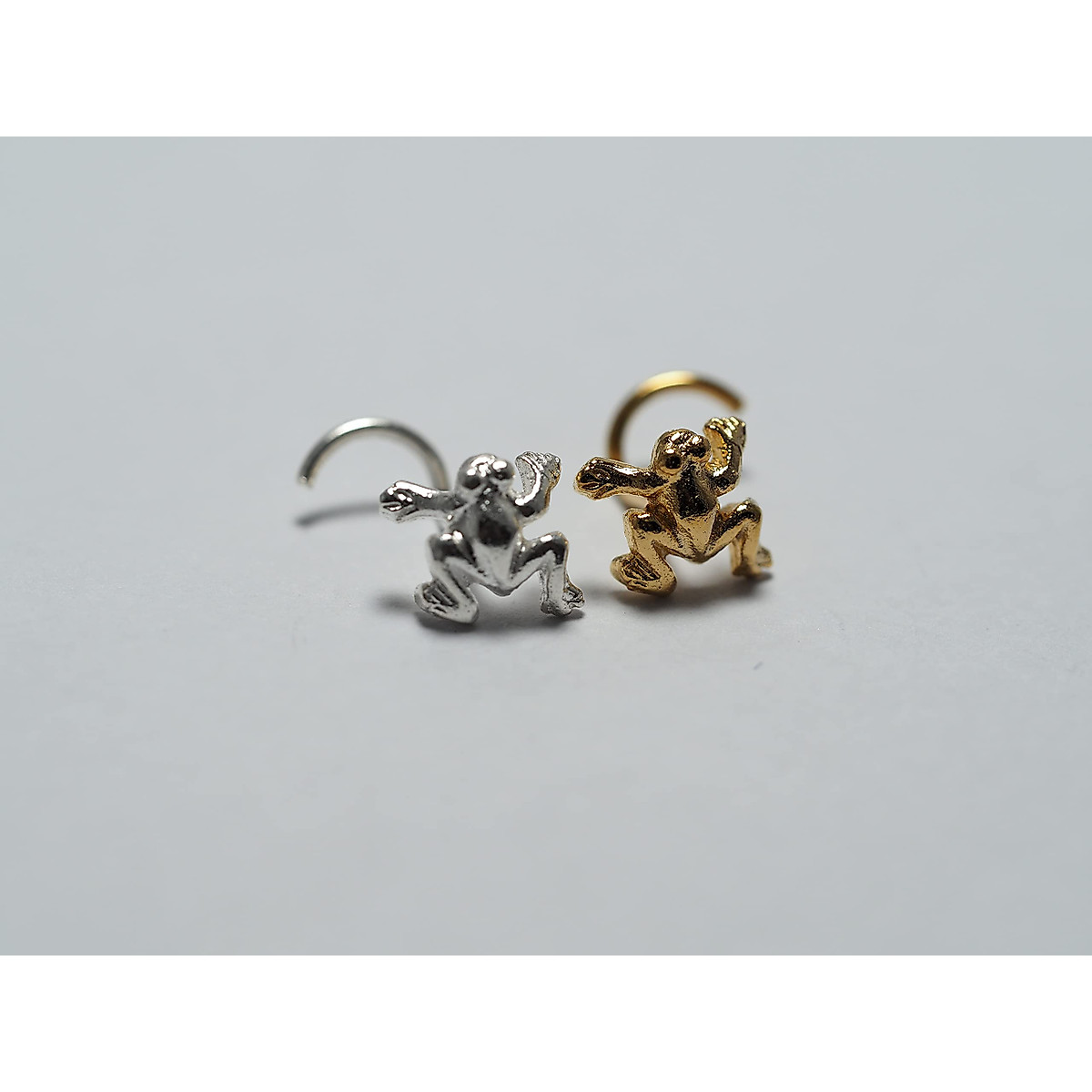 18, 20 Gauge sterling silver Frog Earring, nose stud/Jewelry Nose Stud, Silver Nose ring, Nose Piercing, Body Jewelry (18 gauge/silver L bend)