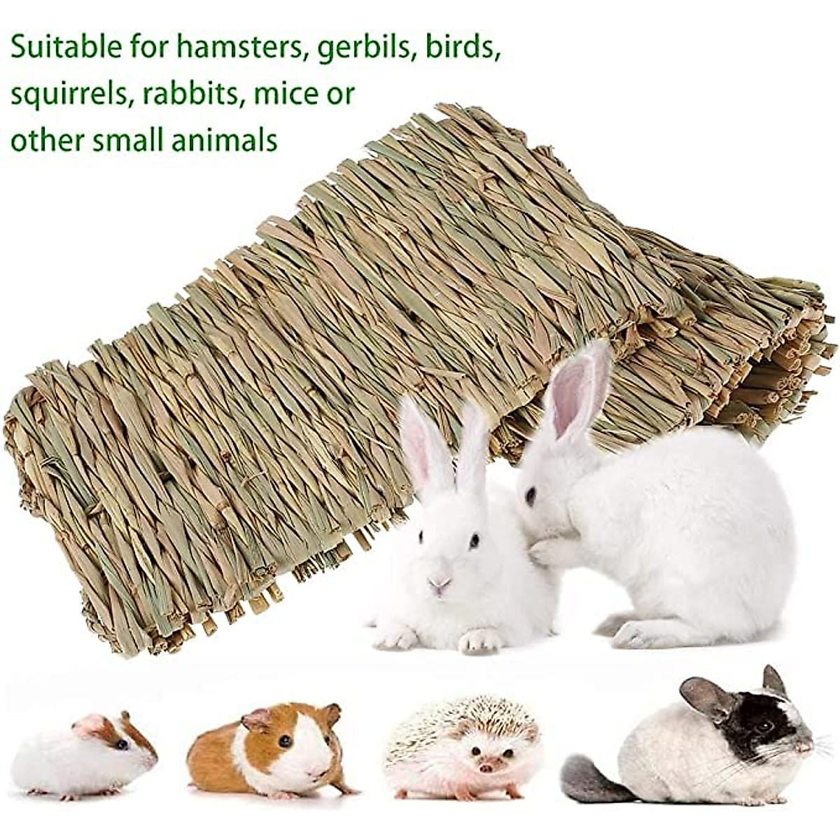 QHZAHNG Bunny Grass House,Natural Handmade Edible Foldable Comfortable Grass nest for Rabbits，Bunny, Guinea Pig, Little Animals, Play Paradise Grass Nest。 (B)