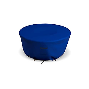 Covers & All Patio Round Fire Pit Cover - Heavy Duty 18 Oz Polyester Full Coverage Outdoor Fire Bowl Waterproof Cover with Air pocket and Drawstring. (30"(Dia) x 12"(H), Blue)