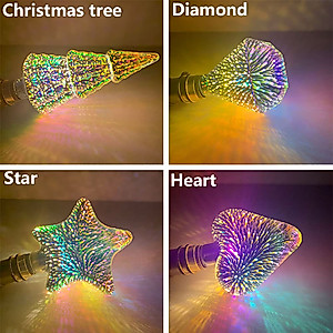 AMZSTAR 3D Firework Bulb Starry Light Bulb E27 AC 85-220V 4.5W Heart Bulb Warm White Light for Valentine's Day Decoration Bar Glass LED Lamp (Love Shape)