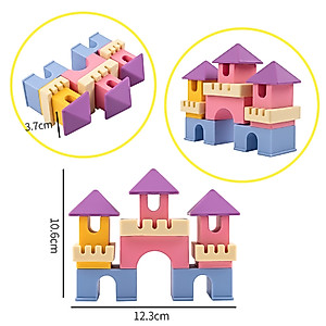 CHIN FAI Silicone Stacking Blocks, 12 PCS Baby Soft Castle Building Blocks - Montessori Kids Stacking & Nesting Toys for Babies 6 Months and up (Purple)