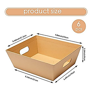 Baskets for Gifts Empty, 6 Pack Sturdy Empty Gift Basket With Handles Kraft Tray Cardboard Basket to Fill Bulk Gift Packages for Holiday, Wedding, Birthday, Christmas, Valentines Day