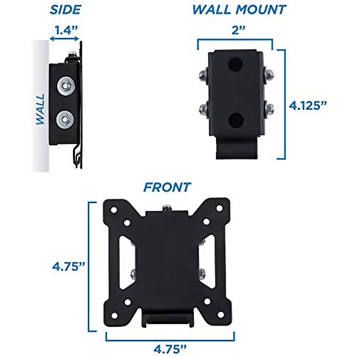 Mount-It! Tilting TV Wall Mount Bracket for Small TV and Computer Monitors, Low-Profile Design with Quick Release Function, Fits 24, 27, 30 and 32 Inch Screens Up to VESA 100, 44 Lbs Capacity, Black