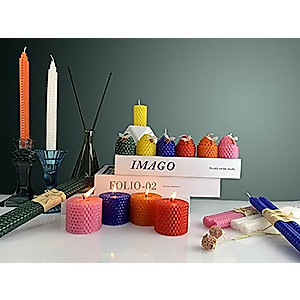 Lacaser Natural Beeswax Votive Candles Bulk Set of 24, Dripless & Smokeless & Unscented, 6 Colors Available, Gift Box Packed