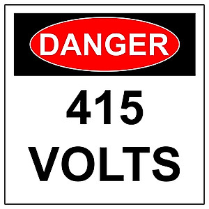 BannerBuzz Aluminum Safety Sign, Danger: 415 Volts Signs Black/Red on White (36" W X 24" H)