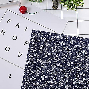 liuqingwind Quilting Fabric 7Pcs 25x25cm Floral Patchwork Cotton Fabric Plain Cloth for DIY Sewing Quilting Navy Blue