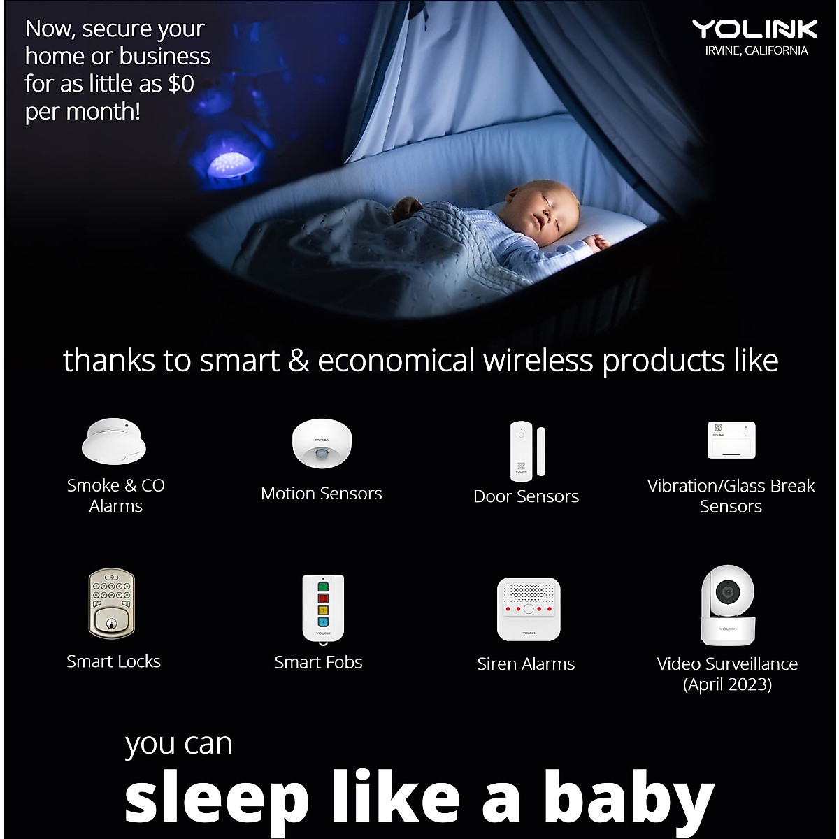 YoLink Smart Home Starter Kit: Smart Plug Mini, Siren Alarm, Water Leak Sensor, Motion Sensor, Temperature/Humidity Sensor, 2 Door/Window Sensors & Hub