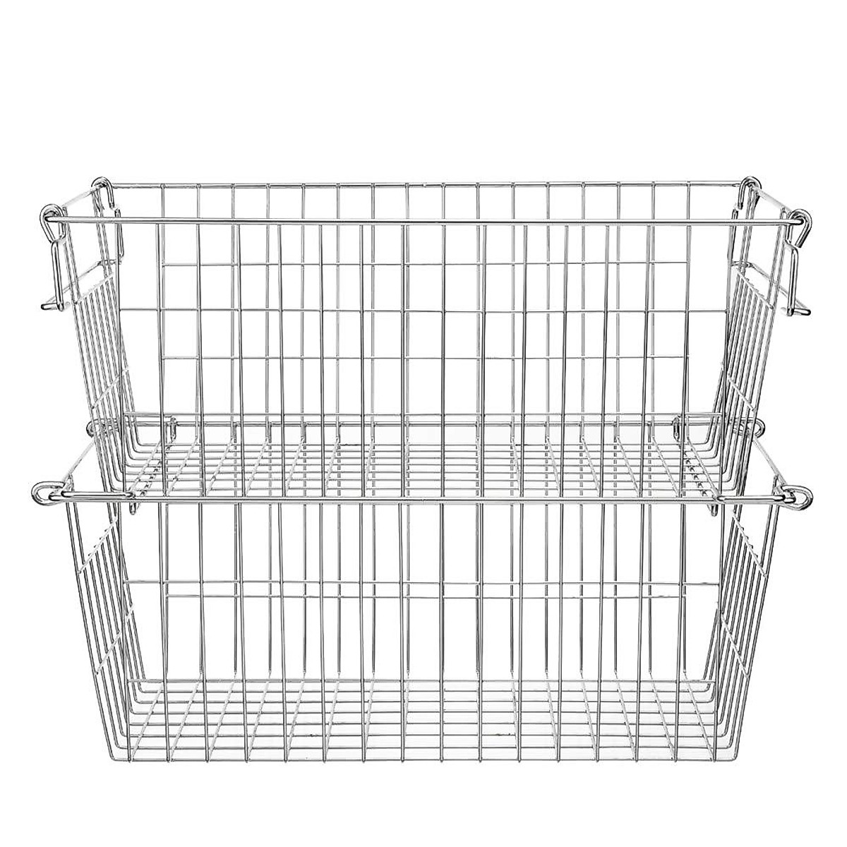 SANNO Stackable Chest Freezer Baskets Organizer Bins, Stackable Wire Baskets For Pantry Storage and Organization With Sturdy Metal Food Baskets Pantry Organized,set of 3