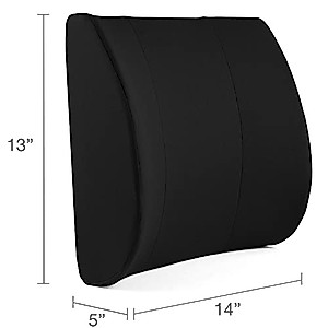 DMI Memory Foam Lumbar Pillow Support Pillow Back Support Chair Cushion with Strap for Better Posture and Easing Back Pain, Black