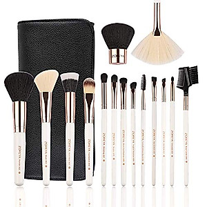 Z'OREYA Makeup Brushes Set,15pcs Rose Gold Luxury and Fashion Makeup Brushes,Professional Premium Synthetic Foundation Powder Concealers Eye Shadows Makeup brushes Set with Perfect Vegan Leather Bag