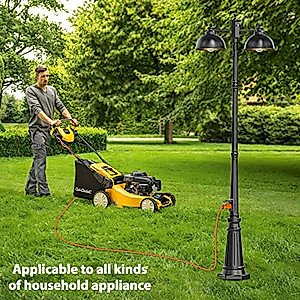 Dusk to Dawn Outdoor Lamp Post Lights with GFCI Outlet,Double-Head Farmhouse Street Light Fixture,Aluminum Exterior Black Pole Lights,Waterproof Lantern Lamp Outdoor Lighting for Garden,Patio,Pathway