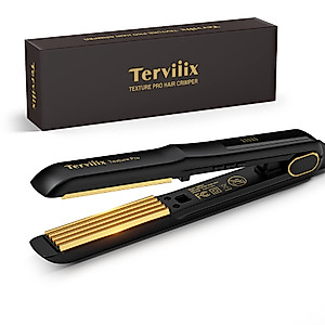 Terviiix Hair Crimper, Crimper Hair Iron for Root, Professional 24K Titanium Crimping Iron for Texture, Volumizing Hair Iron for Thin Fine Hair, Ergonomic Handle Design, Dual Voltage, Auto Off, 1 Inch