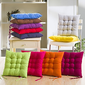 cdar Chair Cushion with Ties for Dining Chairs - Memory Foam Non Slip Kitchen Chair Pad and Dining Seat Cushion with Machine Washable Cover - Purple Navy Blue