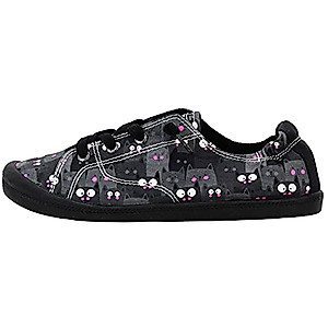 Skechers BOBS Women's Beach Bingo-Kitty Pack Sneaker, Black/Black, 8.5 M US