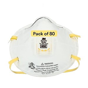 3M Particulate Respirator 8210V with Cool Flow Valve, Smoke, Grinding, Sanding, Sawing, Sweeping, Woodworking, Dust, 80/Pack