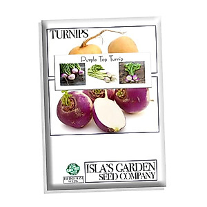Purple Top Turnip Seeds for Planting, 1000+ Heirloom Seeds Per Packet, (Isla's Garden Seeds), Non GMO Seeds, Botanical Name: Brassica rapa subsp. rapa, Great Home Garden Gift