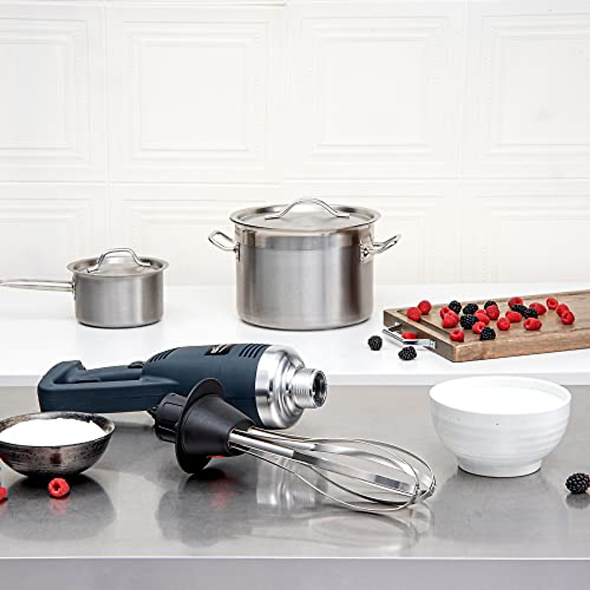 Restaurantware Hi Tek Stainless Steel Whisk - Fits Variable Speed Immersion Blender - 10" - 1 count box,Silver