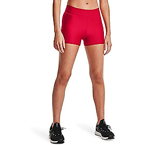 Under Armour Womens HeatGear Armour Mid Rise Shorty , Red (600)/Black , X-Large