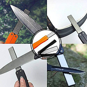 OSFTBVT Diamond Knife sharpener Pocket Sharpening Stone #400/600 Double Sides Folding Portable Orange - 1pcs