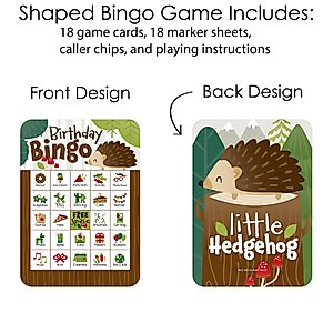 Big Dot of Happiness Forest Hedgehogs - Picture Bingo Cards and Markers - Woodland Birthday Party Bingo Game - Set of 18