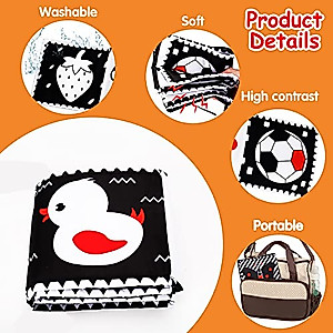 Black and White High Contrast Baby Toys 0-6 6-12 Months Soft Baby Book for Newborn Brain Development Tummy Time Toys Infant Sensory Crinkle Toys 0-3 3-6 Month Montessori Learning Activities for Babies
