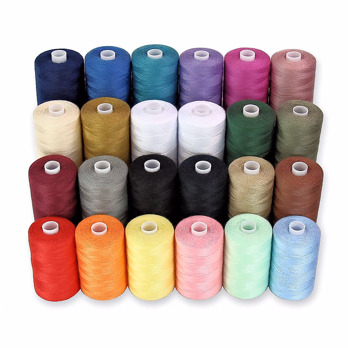 Sewing Thread - 24 Polyester Threads for Hand Stitching, Quilting & Sewing Machine - Set of 1000 yds Per Spool - 20 Colors Plus 2 x White & 2 x Black
