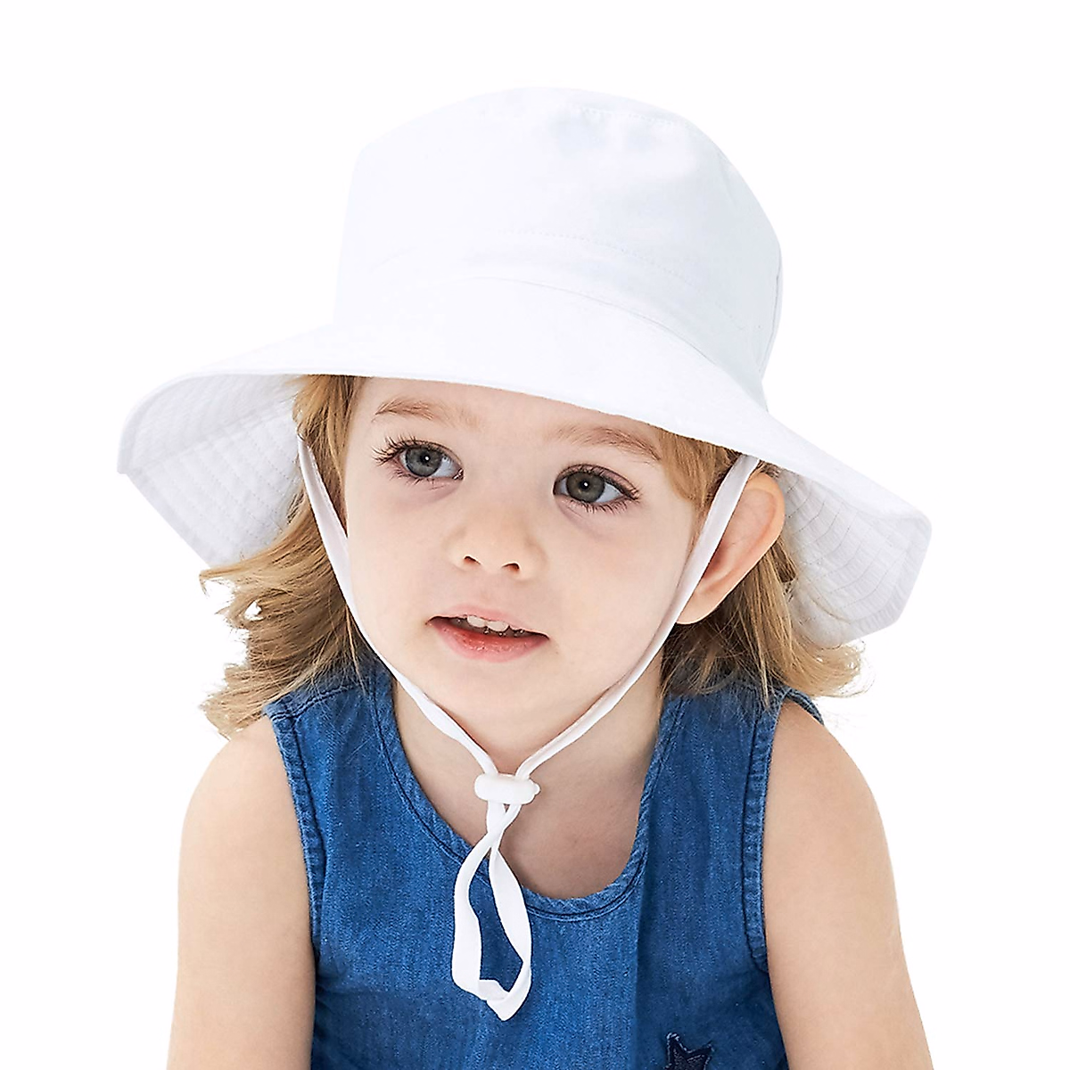 Zando Baby Sun Hat Summer UPF 50+ Sun Protection Baby Boy Beach Hats Kid Wide Brim Bucket for Baby Girl White 4-8 Years