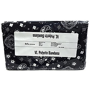 Shason Textile 45" (3 Yards Cut) Poly Cotton Bandana Print Precut Fabric, Black