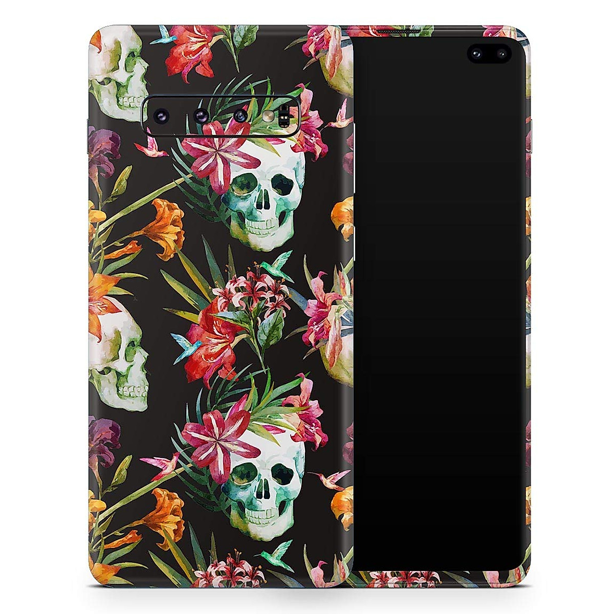 DesignSkinz Tropical Skull Floral Protective Vinyl Decal Wrap Skin Cover Compatible with The Samsung Galaxy S20 (Screen Trim & Back Glass Skin)
