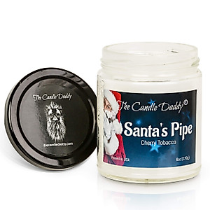 Santa's Pipe Funny Holiday Candle - Cherry Tobacco Scented Candle - Holiday Candle for Christmas, New Years - Hand Poured in USA - 6oz