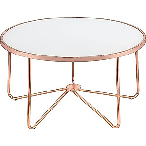 ACME Alivia Coffee Table - - Rose Gold & Frosted Glass