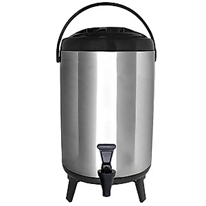 Vollum Stainless Steel Insulated Beverage Dispenser – Insulated Thermal Hot and Cold Coffee Carafe – 12 Liter Drink Dispenser with Spigot for Hot Water, Tea & Coffee, Cold Milk, Juice & More BLACK