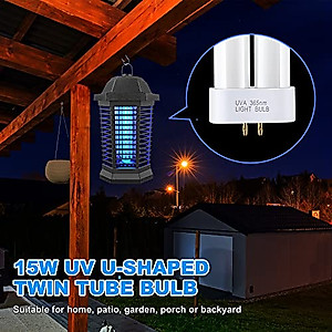 Kittmip BF35 Bug Zapper Replacement Bulbs FUL 15W-BL with Square 4-Pin Base, Compatible for Flowtron BK-15D, Stinger FP15, TZ15, BB-15WHT, 15W U Shape Insect Attracting Lamp for T6 T8 T9(1)