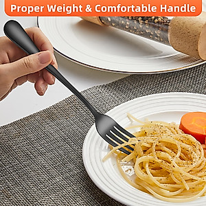 ITITT 12 Piece Dinner Forks, 8 Inch, Top Food Grade Extra-Fine Stainless Steel Silverware Forks，Silverware Set, Dishwasher Safe （Black)