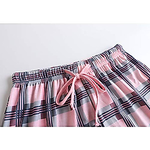 VENTELAN Women Pajamas Cute Heart Tank Top Plaid Shorts Set Summer PJS M