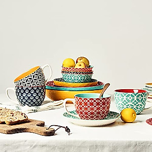 DOWAN 24 oz Large Coffee Mugs Set of 4, Porcelain Jumbo Soup Mugs With Handles for Cereal Latte Cappuccino Hot Cocoa Soup, Easy to Clean Dishwasher safe, Housewarming Gift, Vibrant Colors