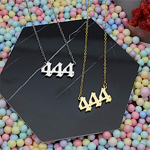 HUTINICE Angel Number Necklace, 444 Necklace Gold Dainty Choker Lucky Numbers Pendant Numerology Minimalist Women Jewelry (444-Gold)