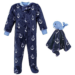Hudson Baby Baby Flannel Plush Sleep and Play and Security Toy, Whale Anchor, 3-6 Months