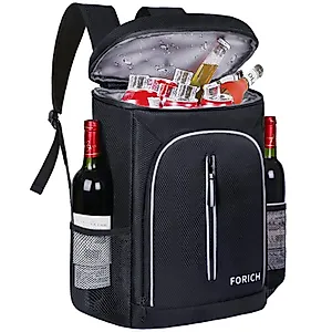 FORICH Soft Cooler Backpack, 30L Capacity, Black, Polyester, Ice Chest