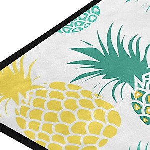 Pineapple Kitchen Rugs Summer Yellow Blue Bath Runner Rug Non Slip Area Mat Rugs for Bathroom Indoor Carpet Doormat Floor Dirt Trapper Mats Shoes Scraper 39"x 20"