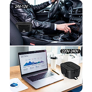 STN Heated Lunch Box,75W Electric Lunch Box Food Heater 1.5L Heated Lunch Boxes For Adults Work With Insulated Bags and Big Cutlery Set For 12V 24V 110V