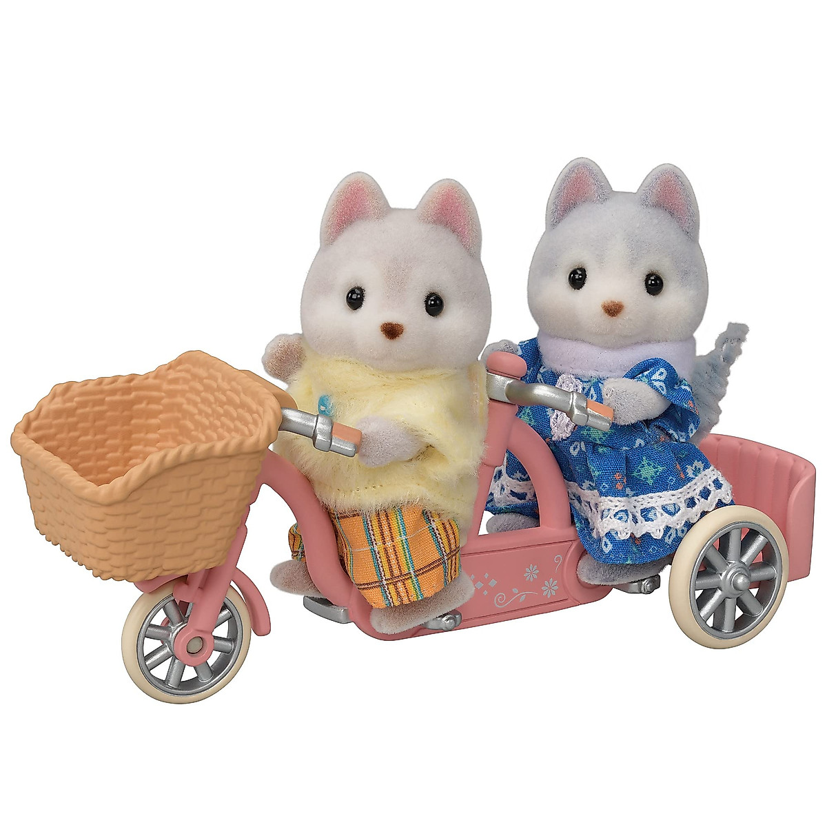Calico Critters Husky Brother & Sister's Tandem Cycling Set, Dollhouse Playset with Figures and Accessories