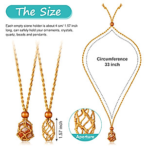 Hicarer 12Pcs Crystal Cage Necklace Holder Necklace Cord Empty Stone Holder Pendant Stone Holder Replacement Hand-woven Necklace Cord with Adjustable Length (Black, Ginger, Brown, Beige, 1.57'')