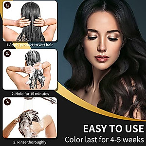 MONTE LUNA COSMTEK Black Hair Dye Shampoo for Gray, Natural Hair Dye Shampoo for Women & Man, 3-In-1 & Semi-Permanent, Herbal Ingredients & Ammonia-Free, Fast Acting and Long Lasting, 16.9 fl oz