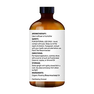 Majestic Pure Organic Rosehip Oil | USDA Organic Oil Rose Hip for Face, Skin, Hair & Massage | Acne Scars & Facial Oil | for Women & Men | 4fl oz