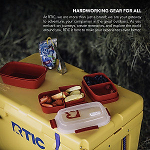 RTIC 5 Compartment Lunch Containers, Hot Food Container With Lid For Adults Or Kids, Microwave Safe Divided Snack Lunch Box For Work, School Or Travel, Reusable, BPA Free With Vent Space, Red