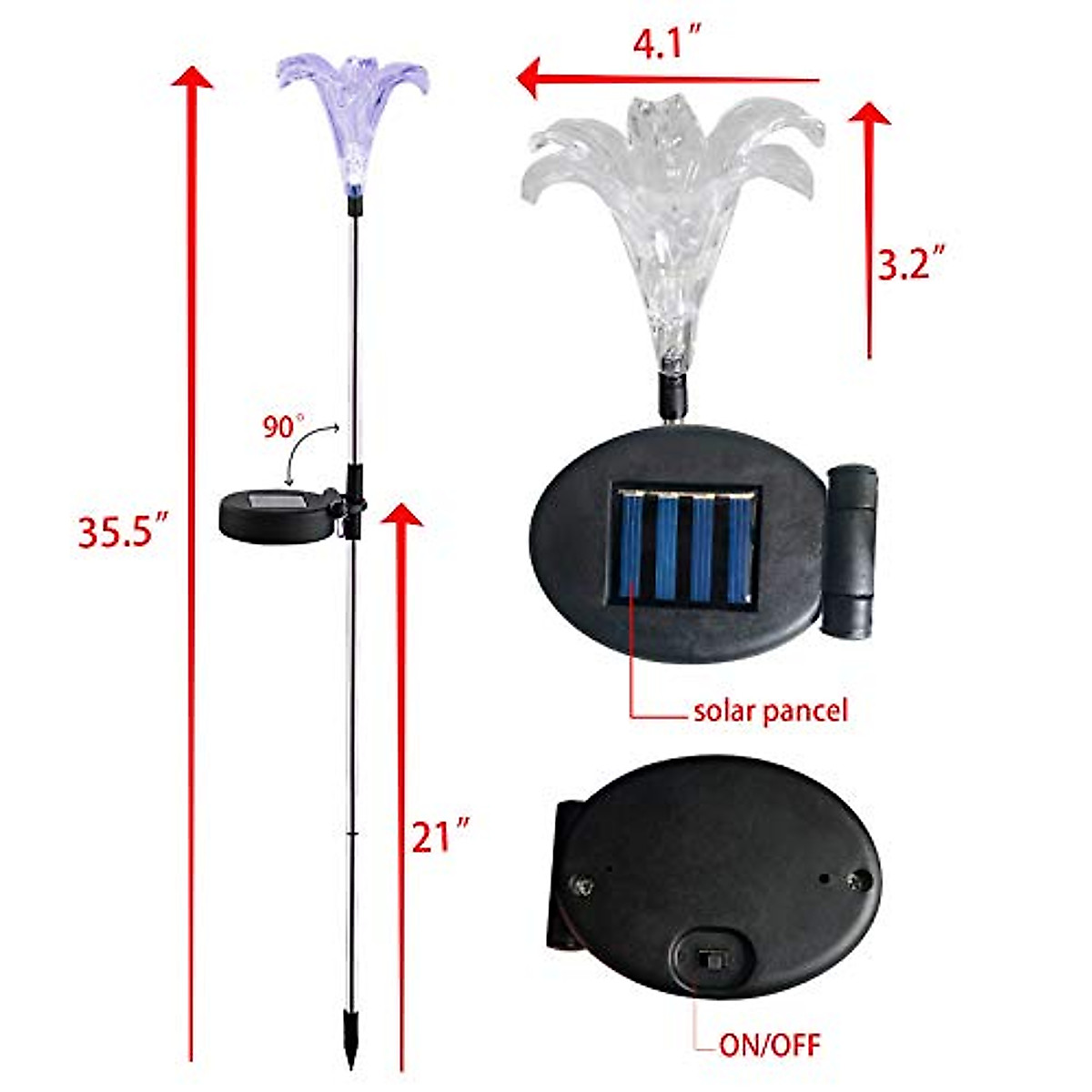 2PCS Waterproof Outdoor Solar Garden Stake Lights with Vivid Figurine – Lily LED Garden Landscape Lawn Lamp for Flower Beds Backyards Decoration