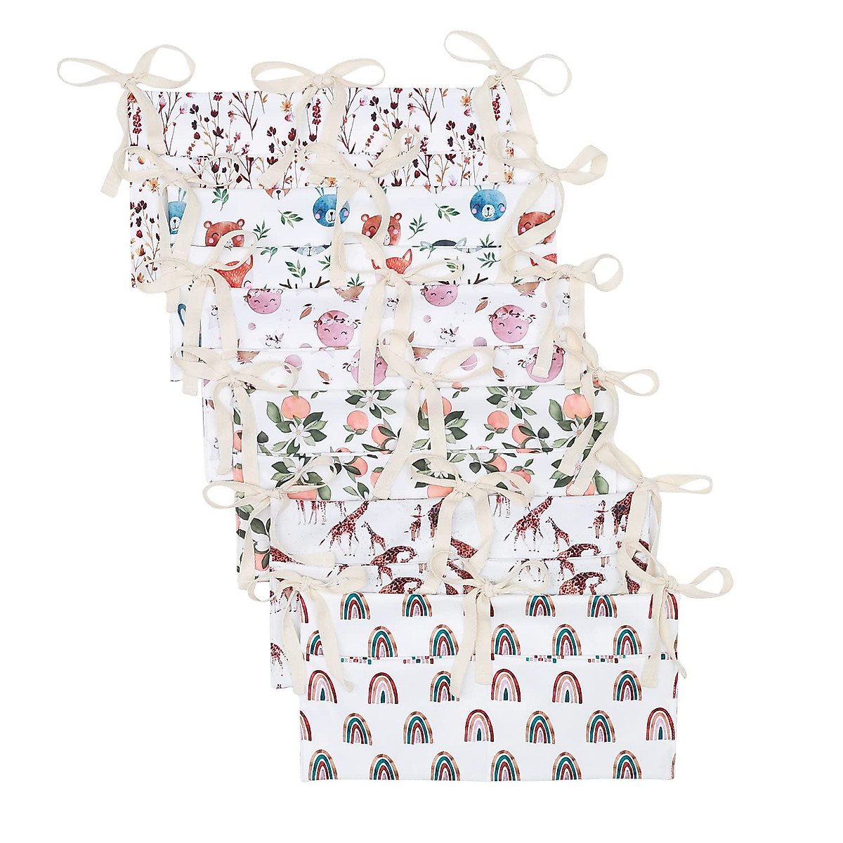 ikasus Hanging Diaper Organizer for Crib, 2 Pockets Organizer Personalized Printing Nursery Crib Hanging Classified Storage Bag Baby Bedside Hanging Organizer for Toys Diapers Wipes Baby Essentials