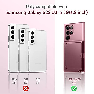 WeLoveCase Samsung Galaxy S22 Ultra Case Wallet Case with Credit Card Holder & Hidden Mirror, All-Round Protection Shockproof Phone Cover Designed for Samsung Galaxy S22 Ultra, 6.8 Inch Burgundy